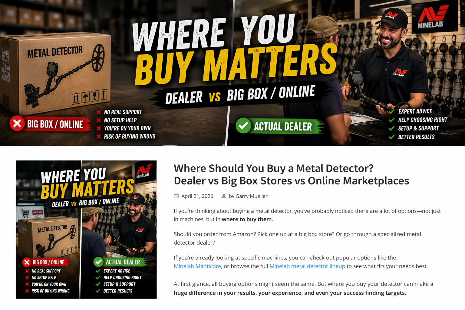 Where to Buy a Metal Detector: Dealer vs Amazon vs Big Box Stores
